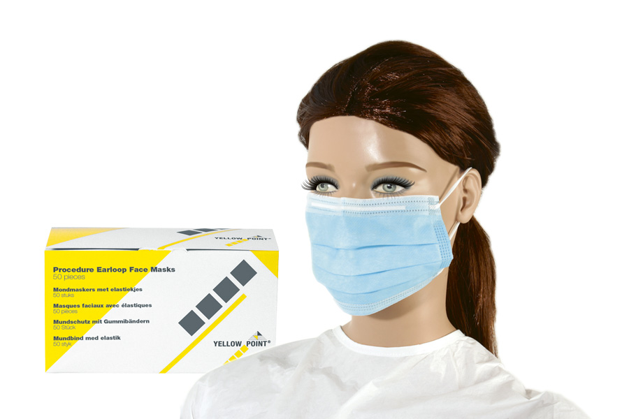 Yellow Point Munnbind Strikk Blå, 50 stk (Type IIR)